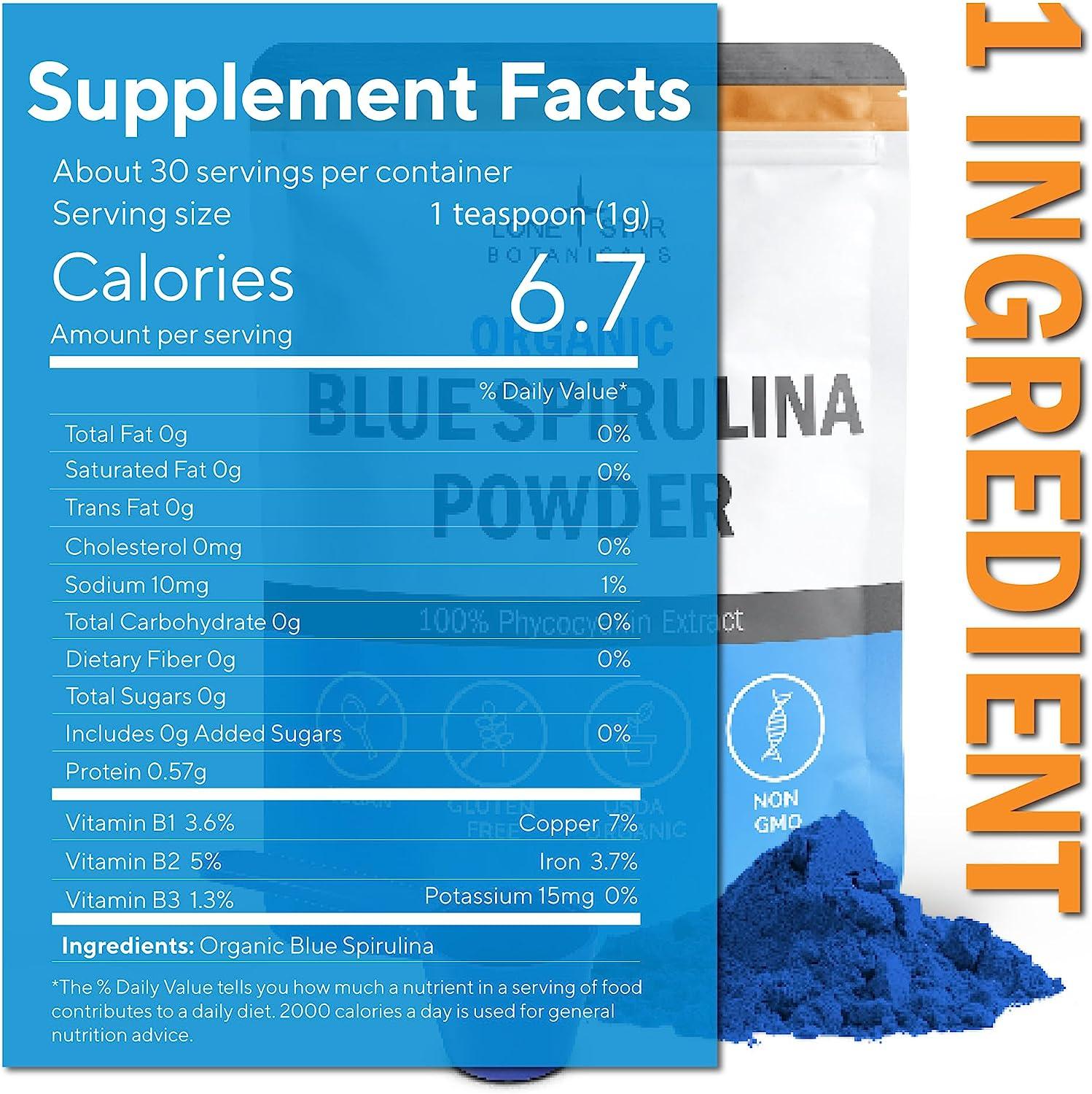 Organic Blue Spirulina Powder - 100% Pure Superfood for Smoothies ...