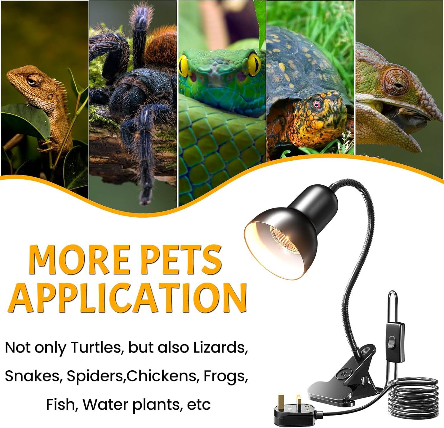 Luxvista 25W Tortoise Heat Lamp with 360 Rotatable Clip | UVA UVB ...