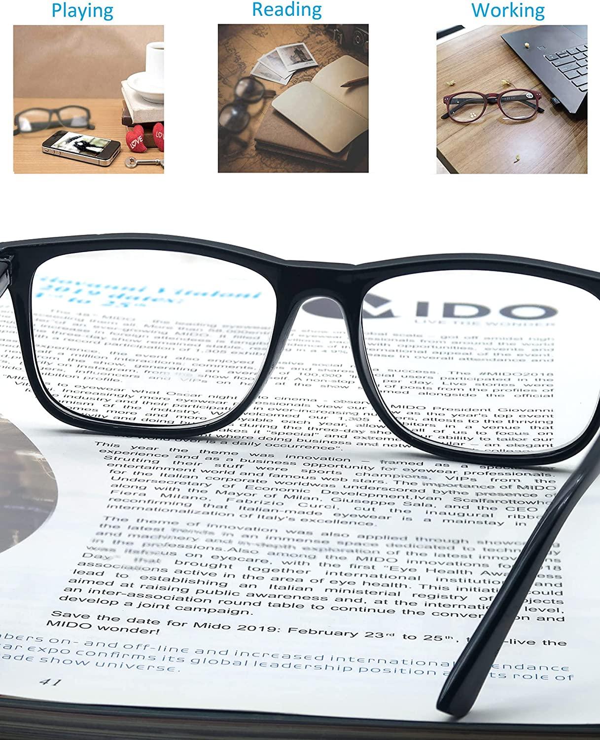 OLOMEE Reading Glasses 2.00 Men's Oversized Large Square Readers Black ...