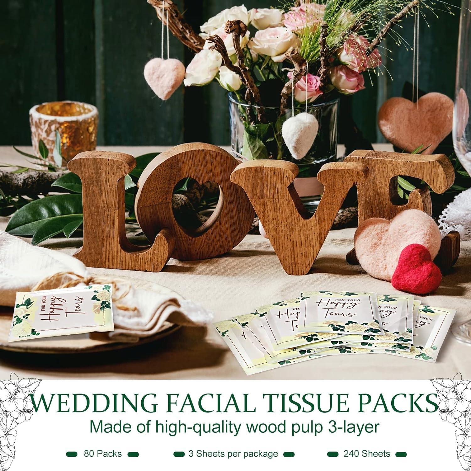 80 Pcs Wedding Tissues Packs for Guests - Bulk Individual Facial ...