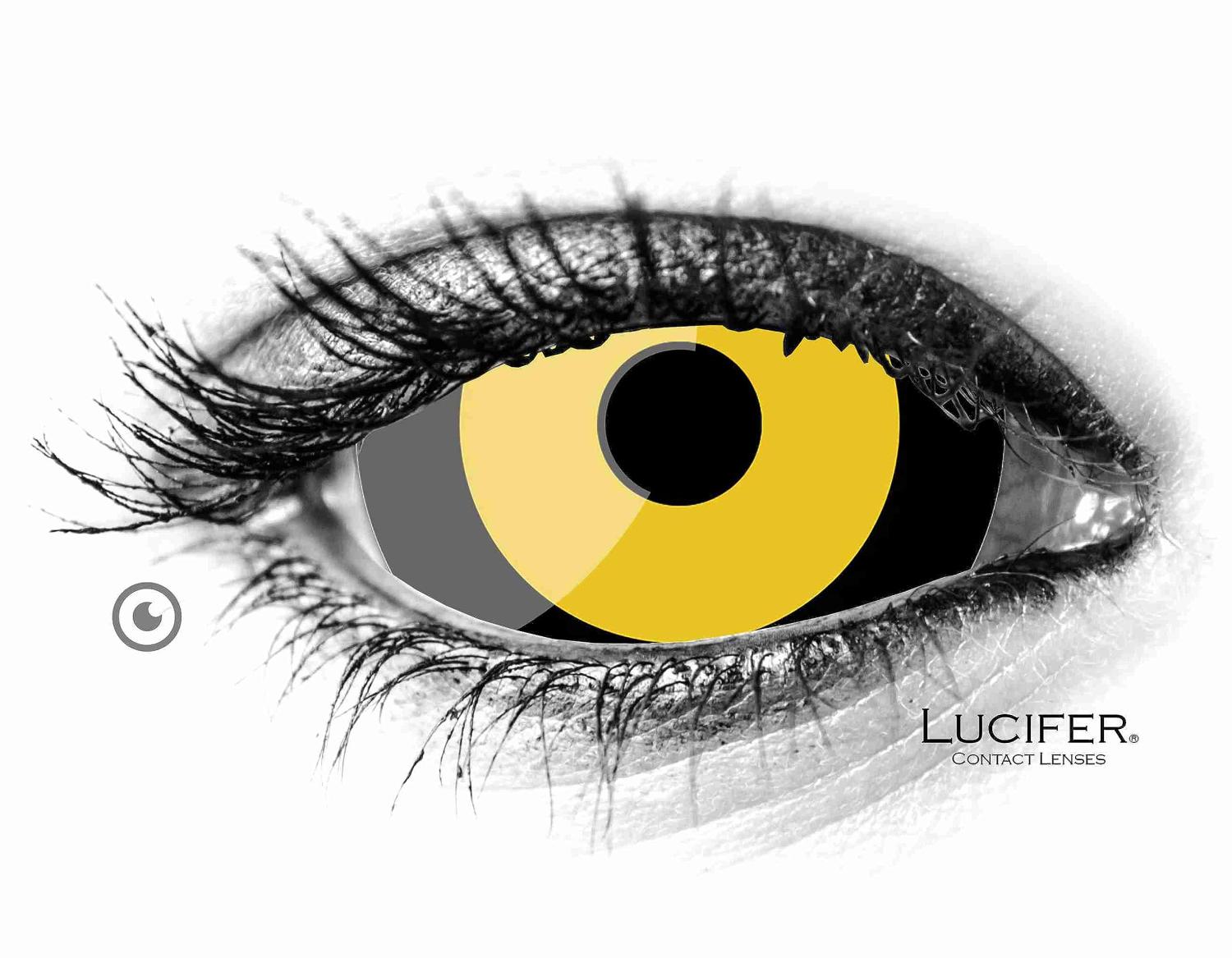 Lucifer Yellow Ghoul Sclera Contact Lenses - 22mm Halloween Cosplay ...