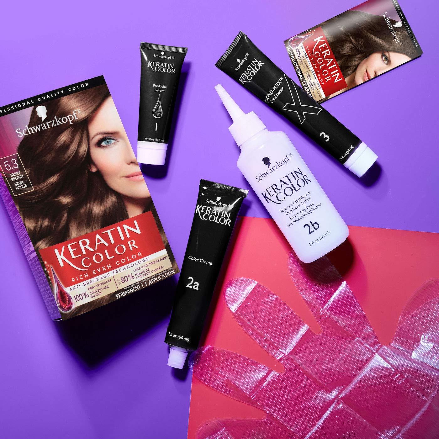 Schwarzkopf Keratin Color 5.3 Berry Brown Hair Color Cream - Permanent ...