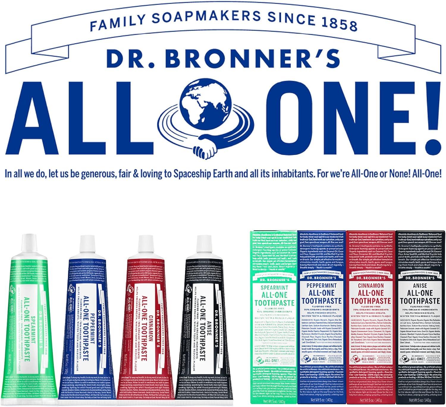 Dr. Bronner's All-One Toothpaste Spearmint 5 oz 3-Pack - Natural Oral ...