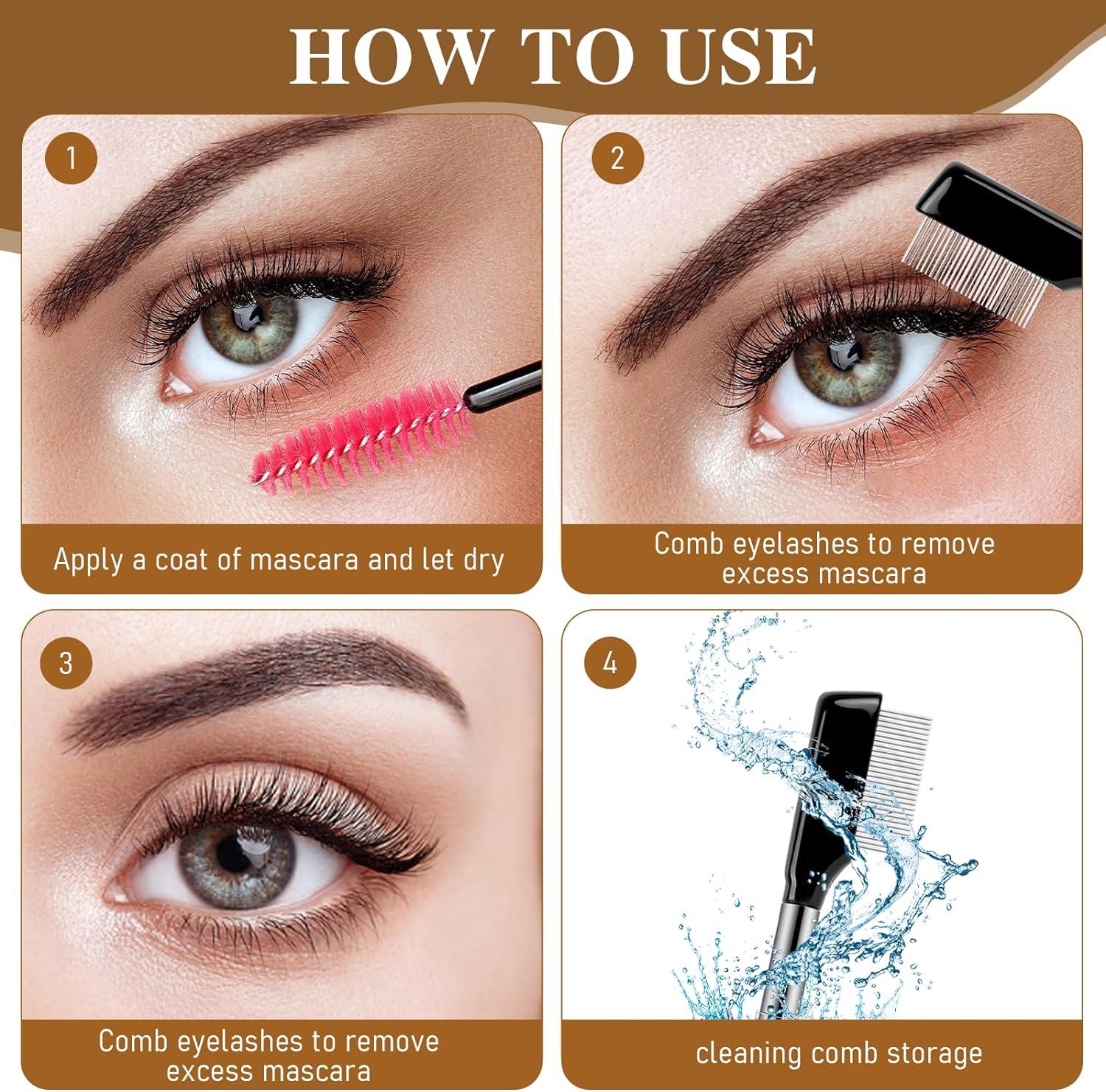 Professional Eyelash Comb with Metal Teeth 2 Pack Multi-purpose Lash ...