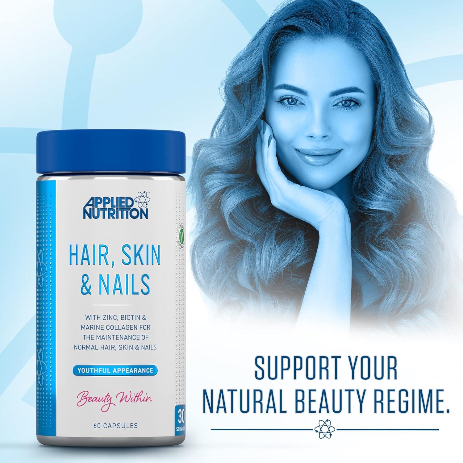 Applied Nutrition Hair Skin Nails Supplement - 10000 mcg Biotin ...