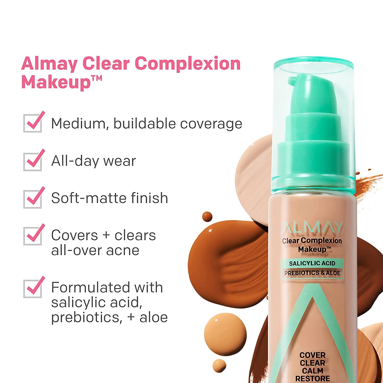 Almay Clear Complexion Acne Foundation 600 Sun Beige - Lightweight ...