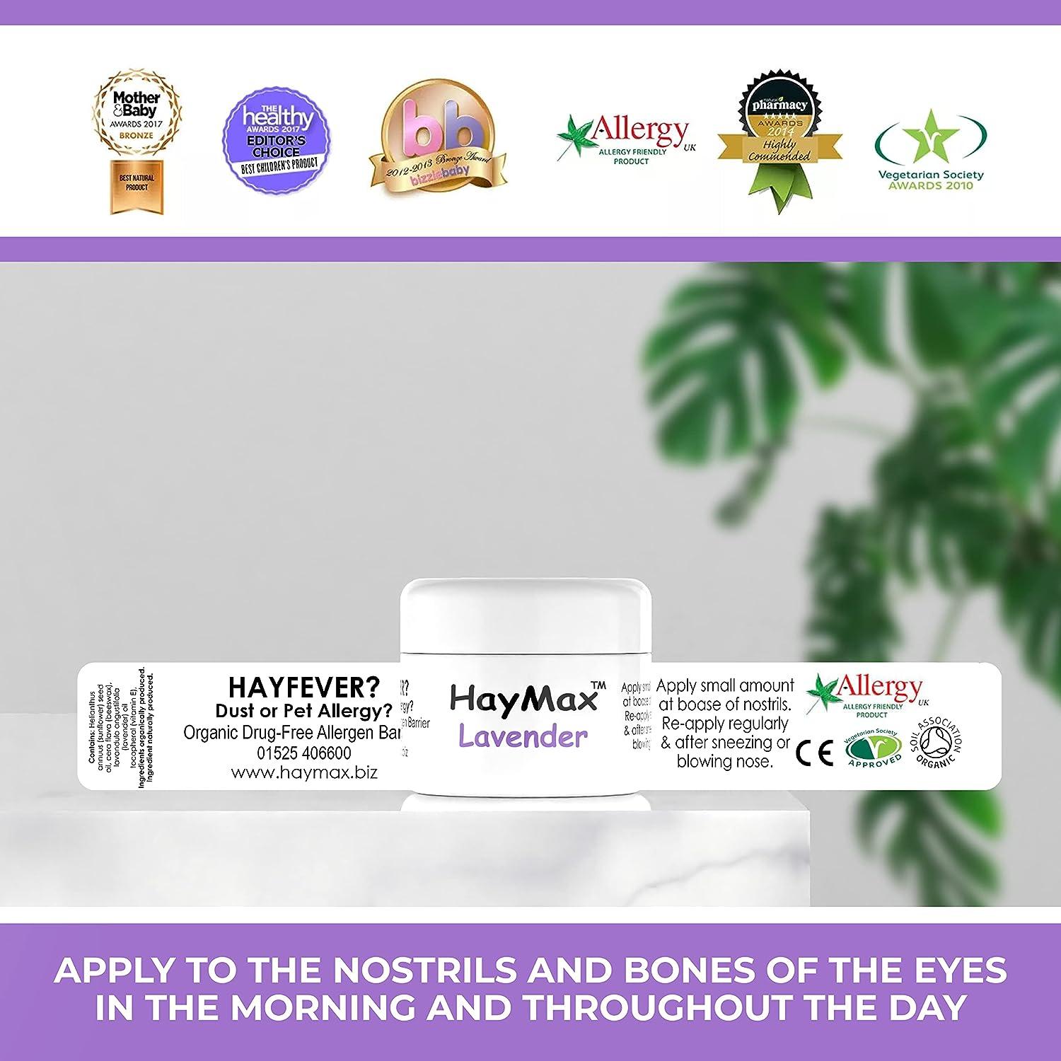 HayMax Lavender Allergen Barrier Balm 5ml - Organic Non-Drowsy Relief ...