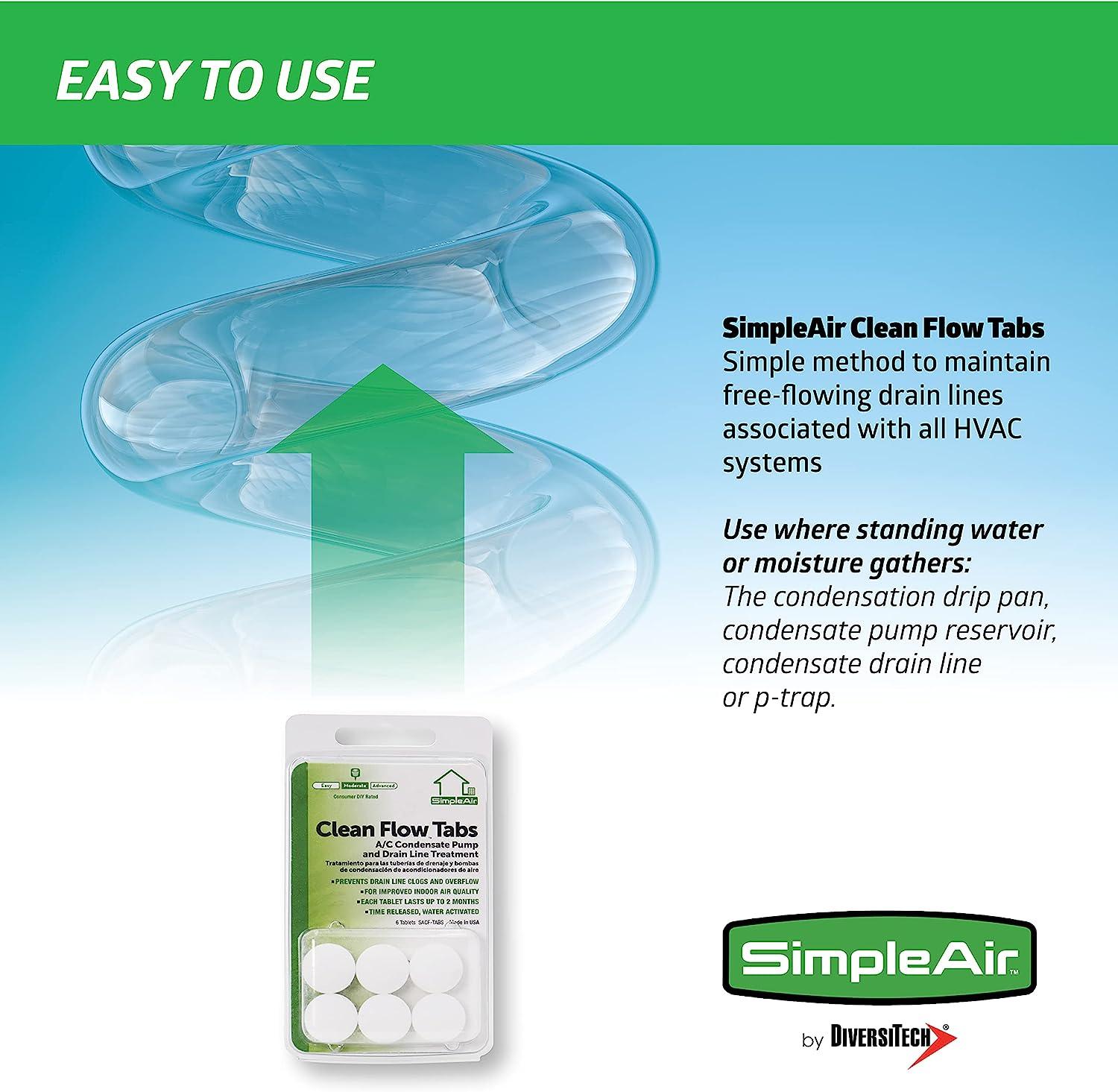 SimpleAir Clean Flow HVAC Drain Line Treatment Tabs - 2-Pack, 12 Count ...