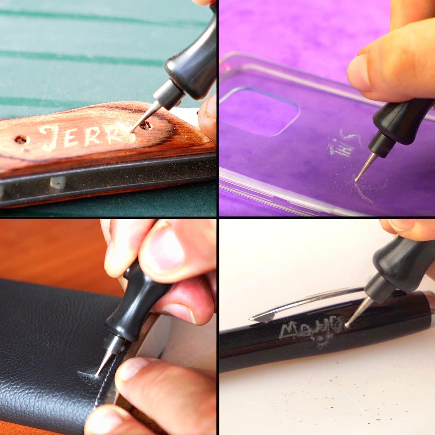 Easy Etcher Portable Precision Engraving Pen with 10 Stencils - DIY Electric Engraving Tool for ...