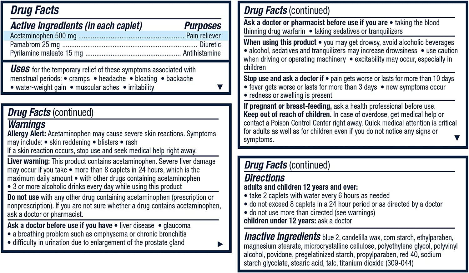Pamprin Maximum Strength Menstrual Relief Tablets 40-Count x 3 Pack ...