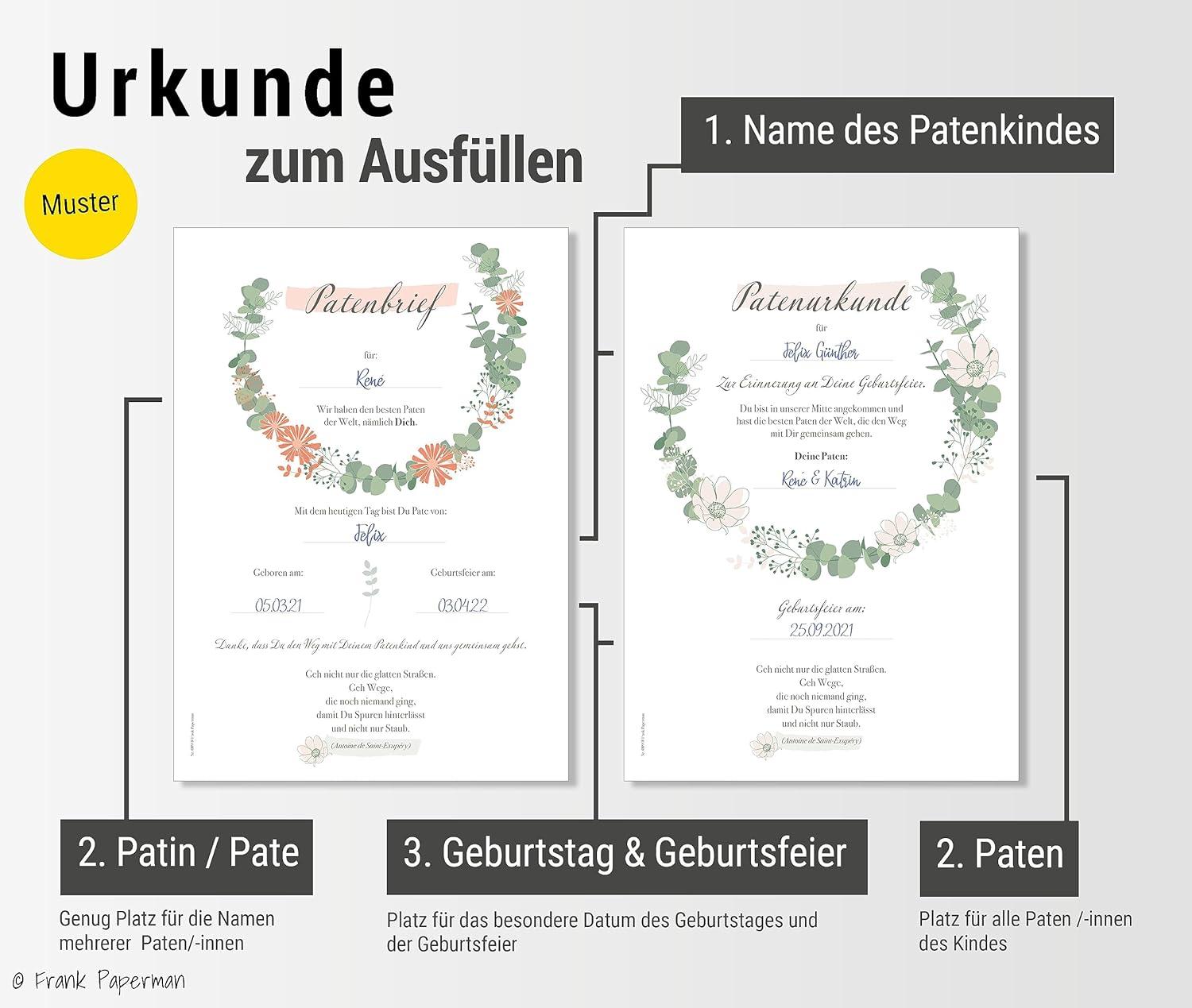 Frank Paperman | Baptism Sponsorship Letter Set | 3 Floral Pieces ...