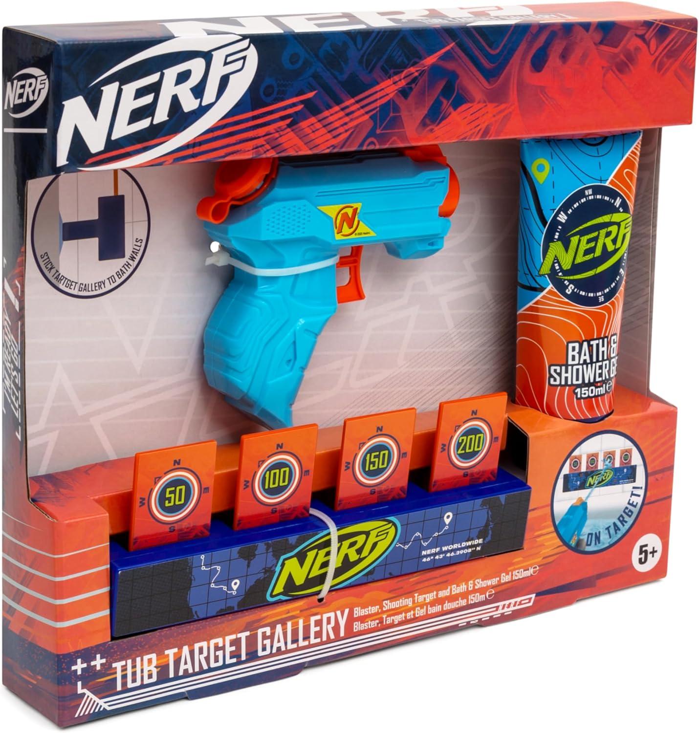 Nerf Tub Target Gallery Children's Gift Set - Nerf Blaster - Bath & Shower Gel 150ml - Bath ...
