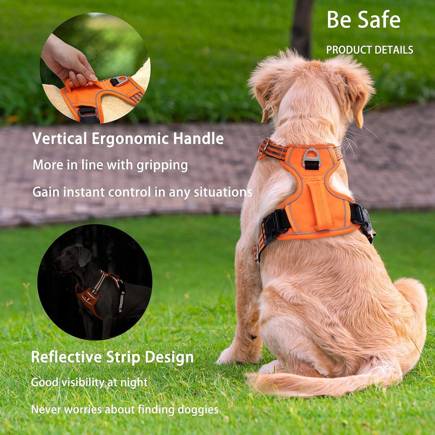 Funfox Large Dog Harness - No Pull Adjustable Breathable Safety Harness ...