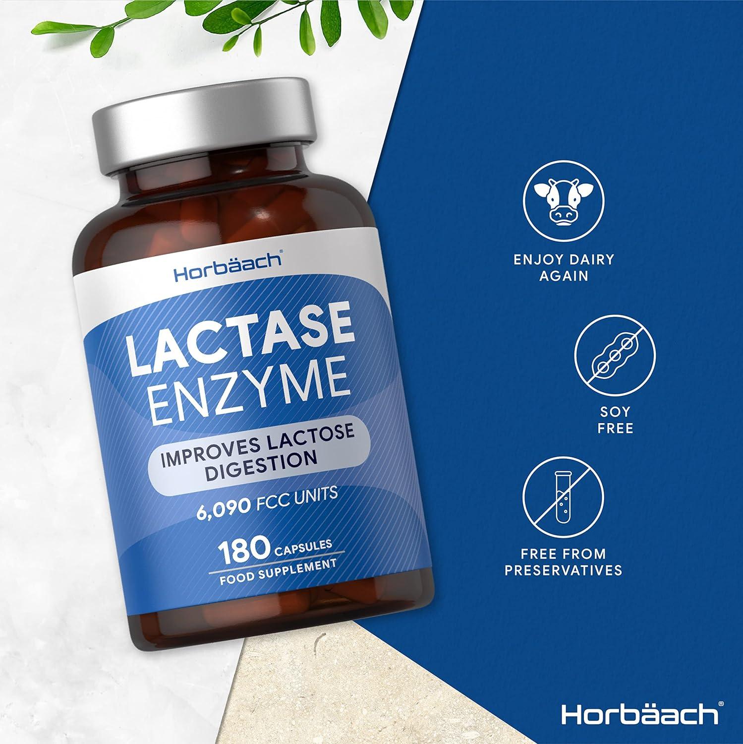 Lactase Enzyme Tablets for Improved Lactose Digestion | 180 Capsules by ...