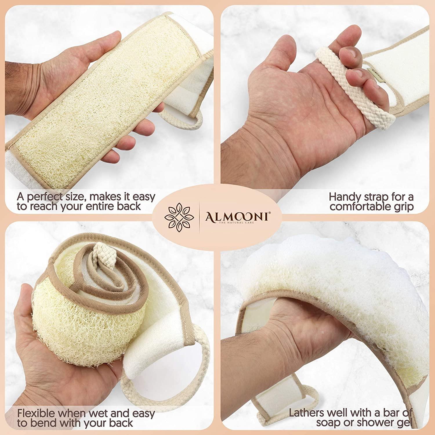 Natural Loofah Back Scrubber - Exfoliating Shower Tool for Deep Clean ...