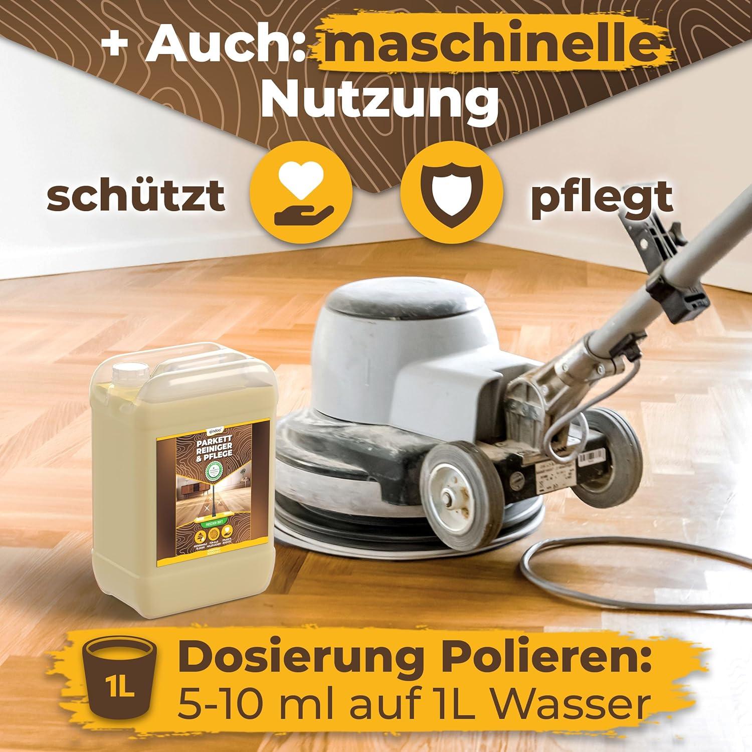 Qindoo Parquet Care for Oiled Floors - 5L Wood Flooring Cleaner with UV ...