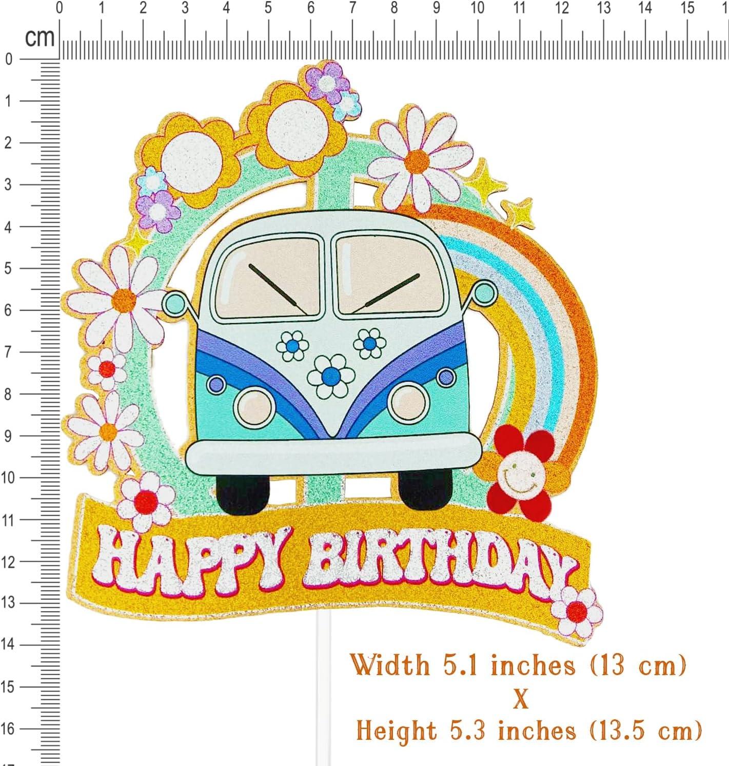 Groovy Camper Van Cake Topper Groovy Birthday Cake Decor Retro Hippie ...