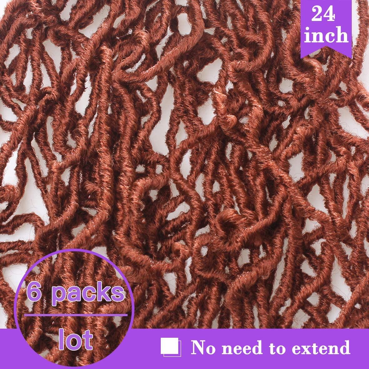 ZRQ 24 Inch Ginger Soft Locs Crochet Hair - 6 Packs Pre-looped Goddess ...