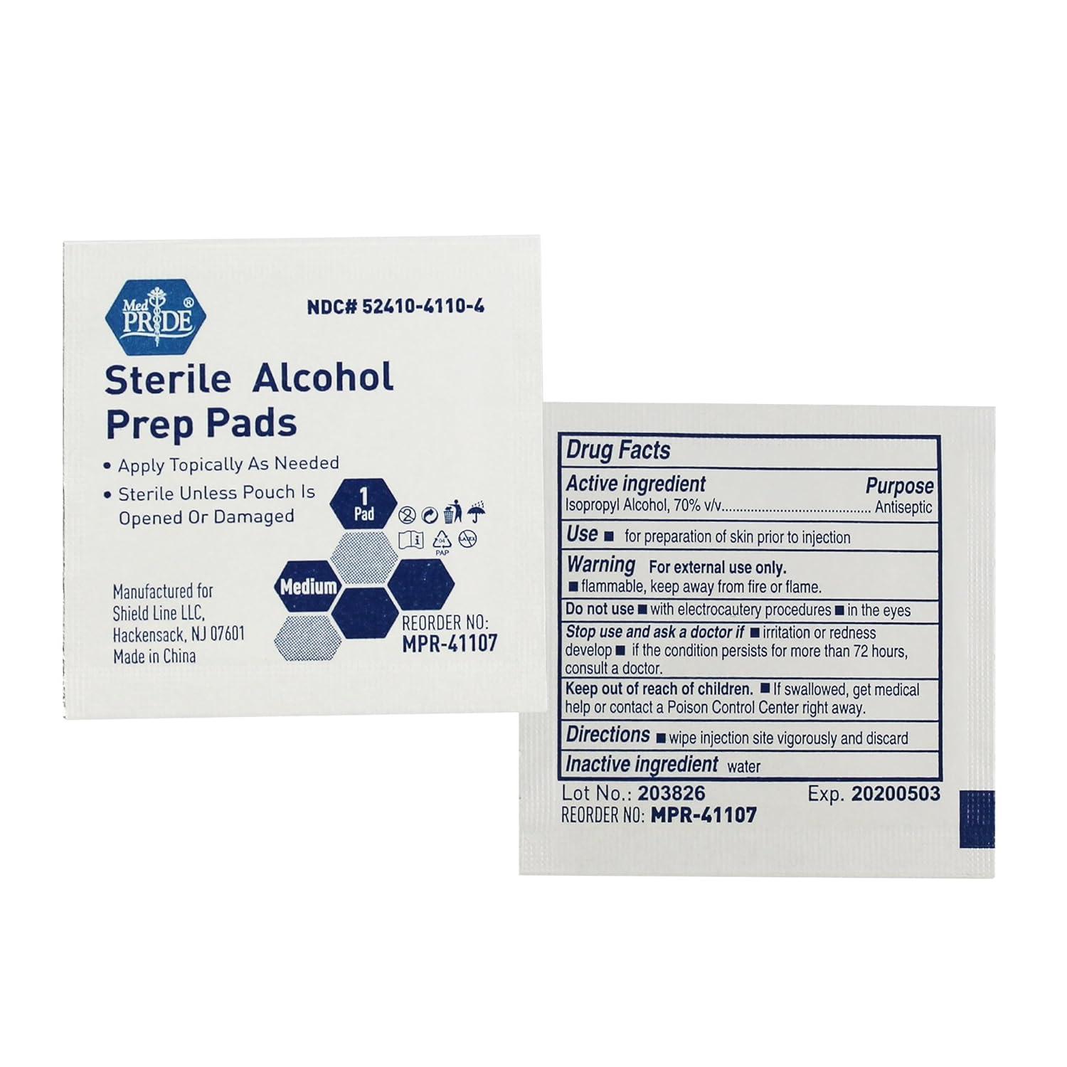 Medpride Alcohol Prep Pads - 100 Pack, Sterile Isopropyl Cotton Swabs ...