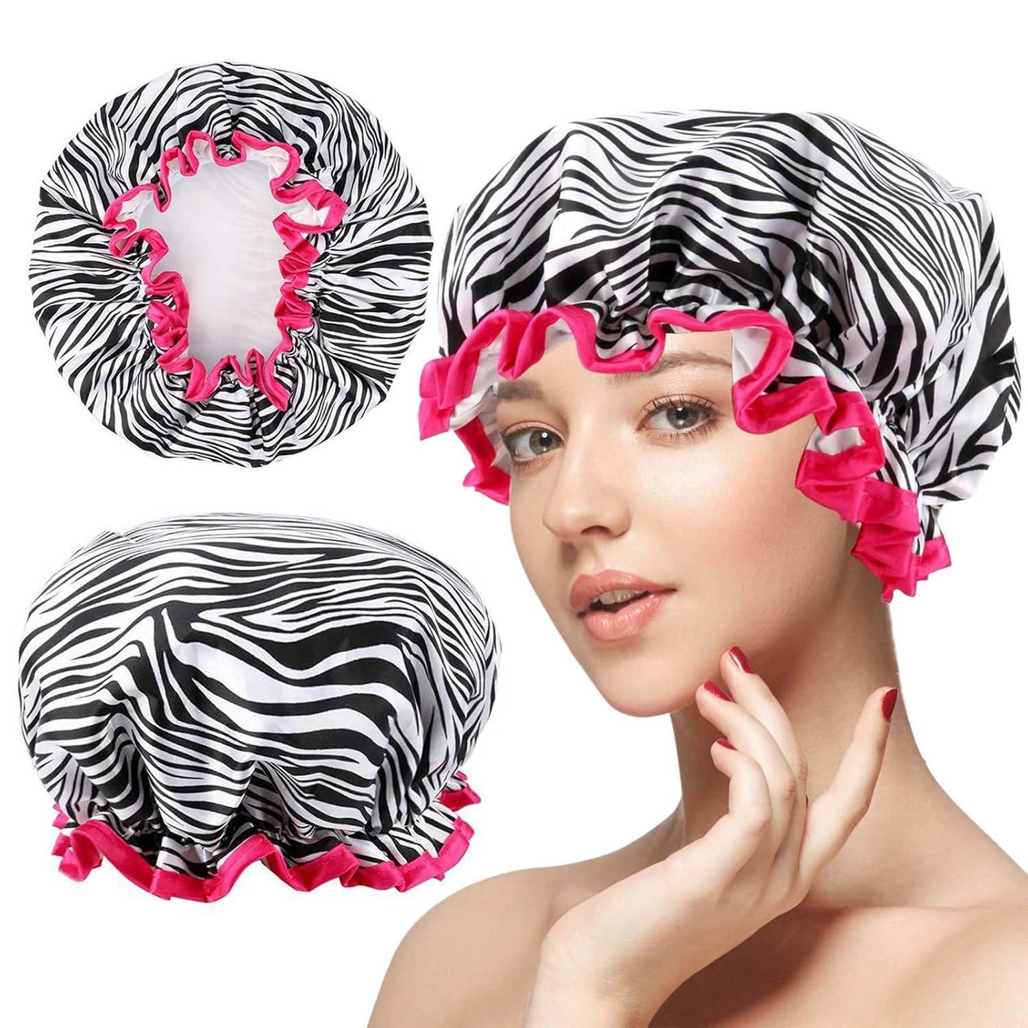 Luxury Waterproof Shower Hood for Women - TAINALA Satin Printed Double ...