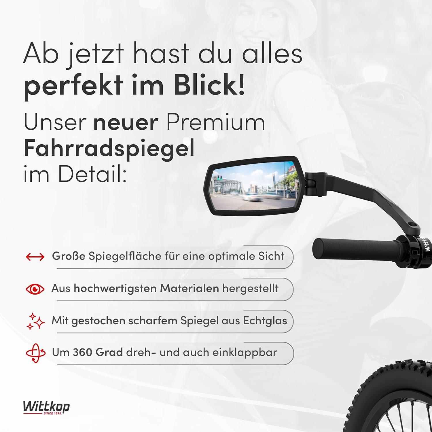 Wittkop Bike Mirror - Large HD Field of Vision | 360 Rotating ...