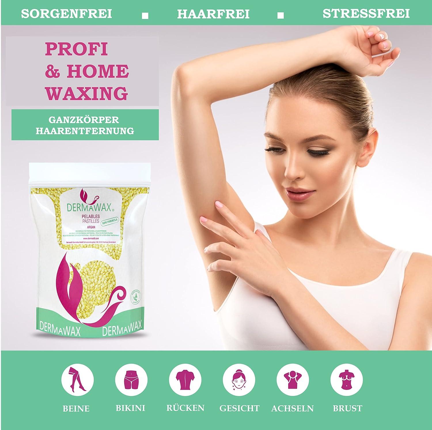 Dermawax Argan Film Wax Pearls - Premium Hair Removal Wax for Brazilian ...