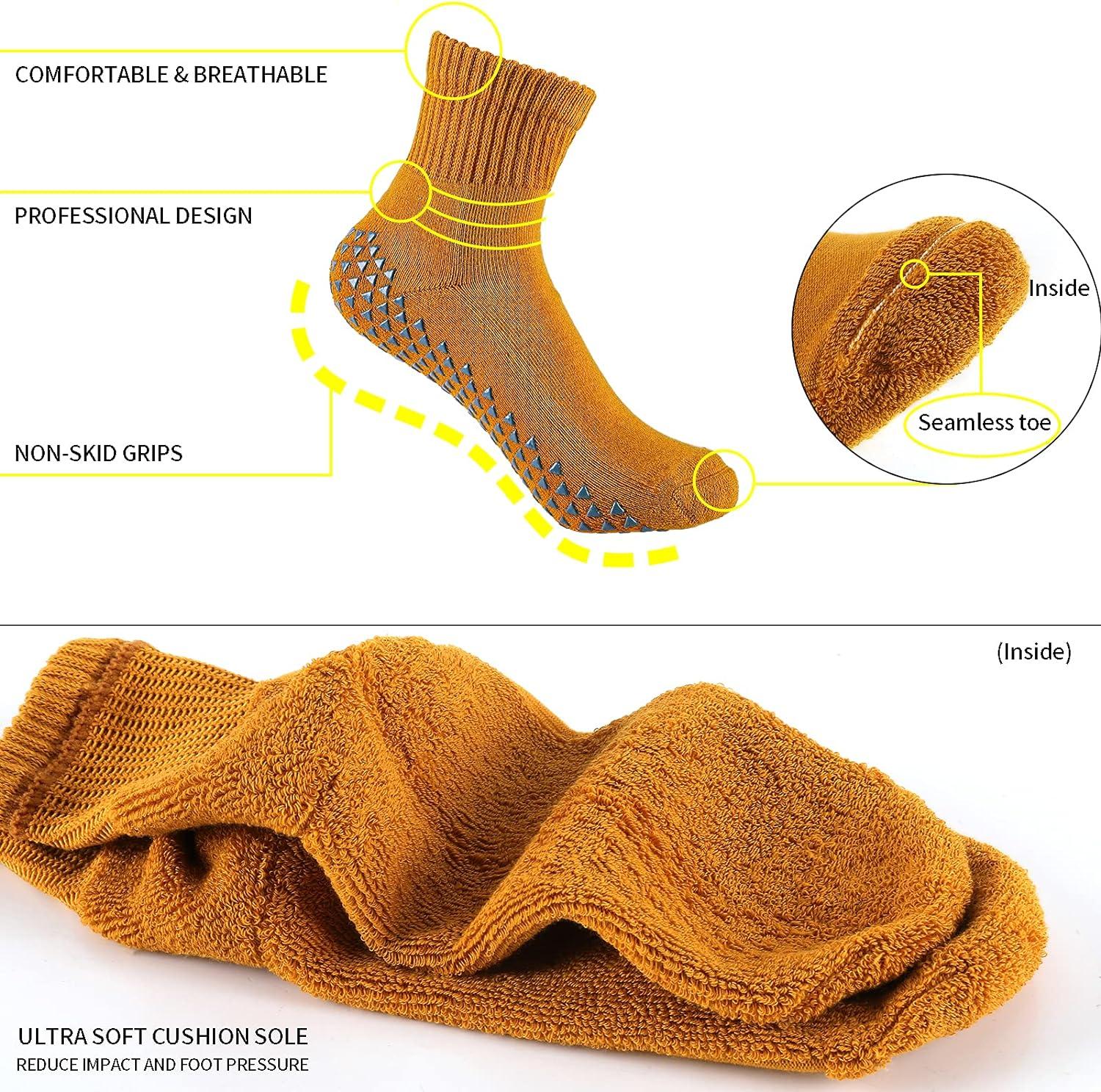 Wide Non-Skid Grip Socks for Lymphedema Swollen Feet - 3 Pairs (Apricot ...
