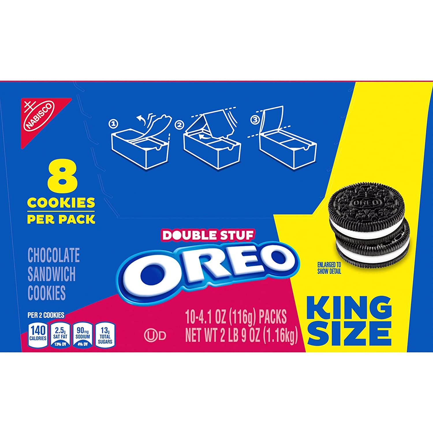 OREO Double Stuf Chocolate Sandwich Cookies 10 King Size Packs - Original Flavor 4.1oz/Pack ...