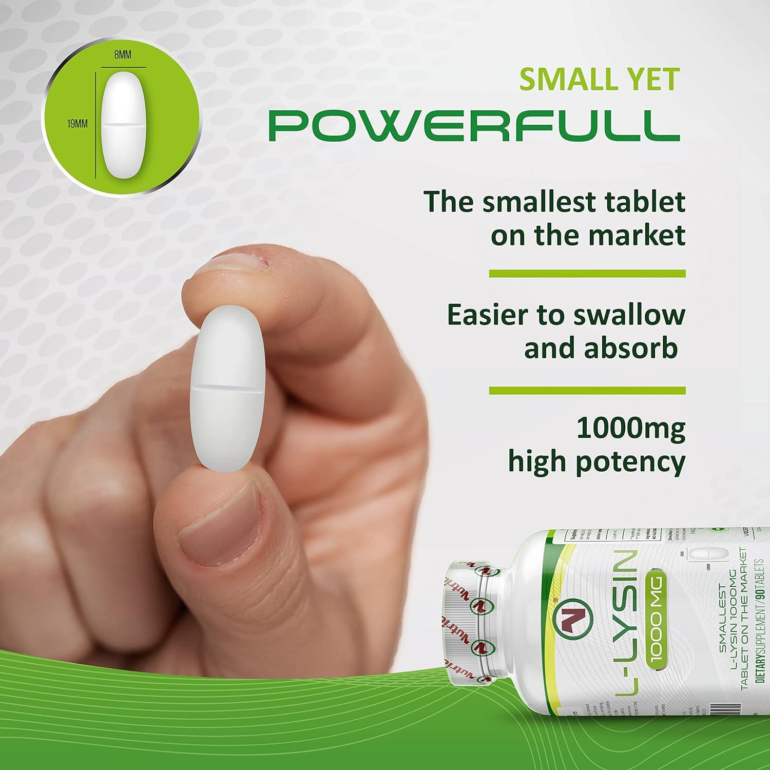 L-Lysine 1000mg Tablets x 90 | Smallest 19mm Formula | Vegetarian ...