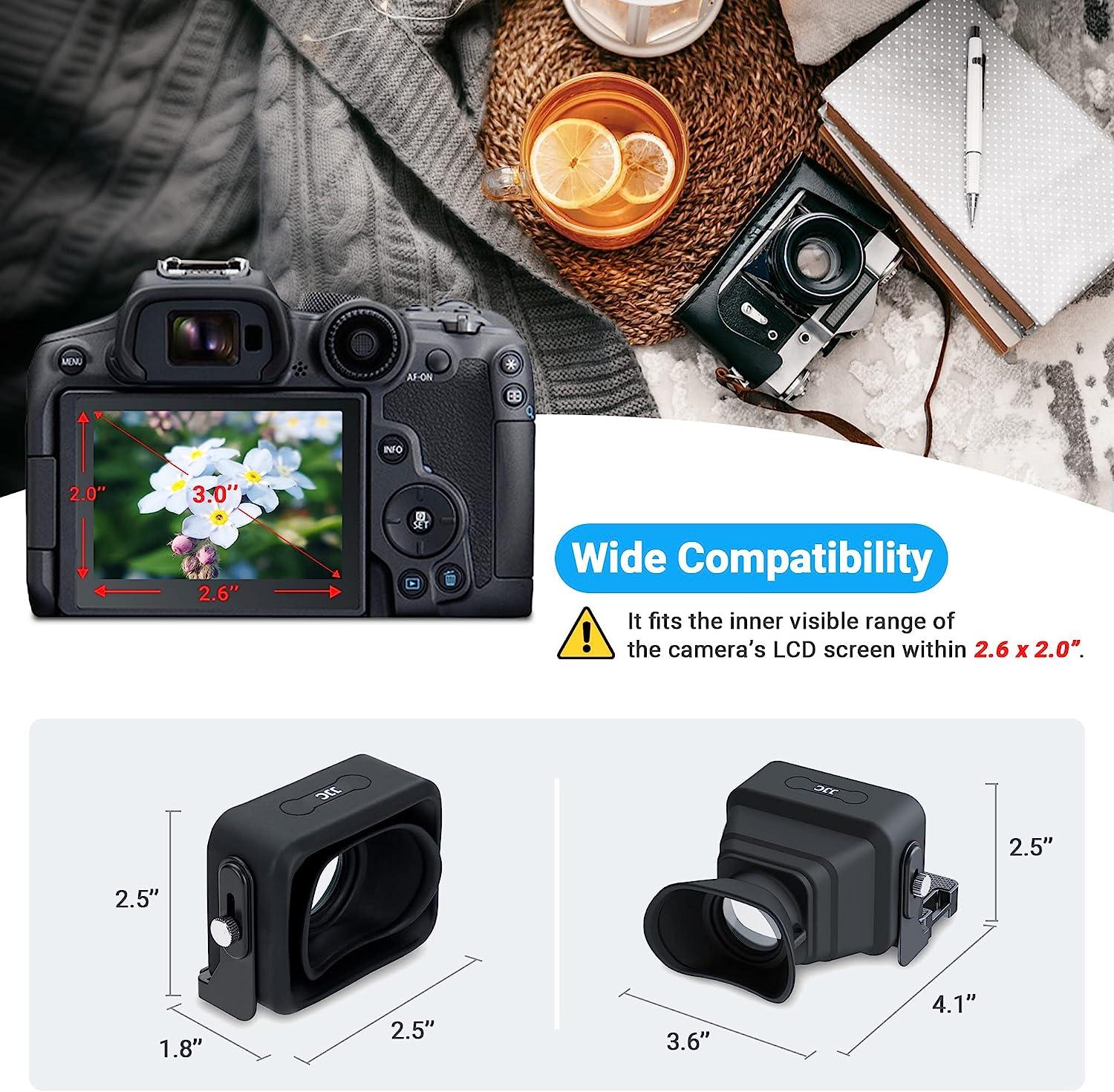 JJC Collapsible Camera LCD Viewfinder 3X Magnifier Sunshade Hood with ...