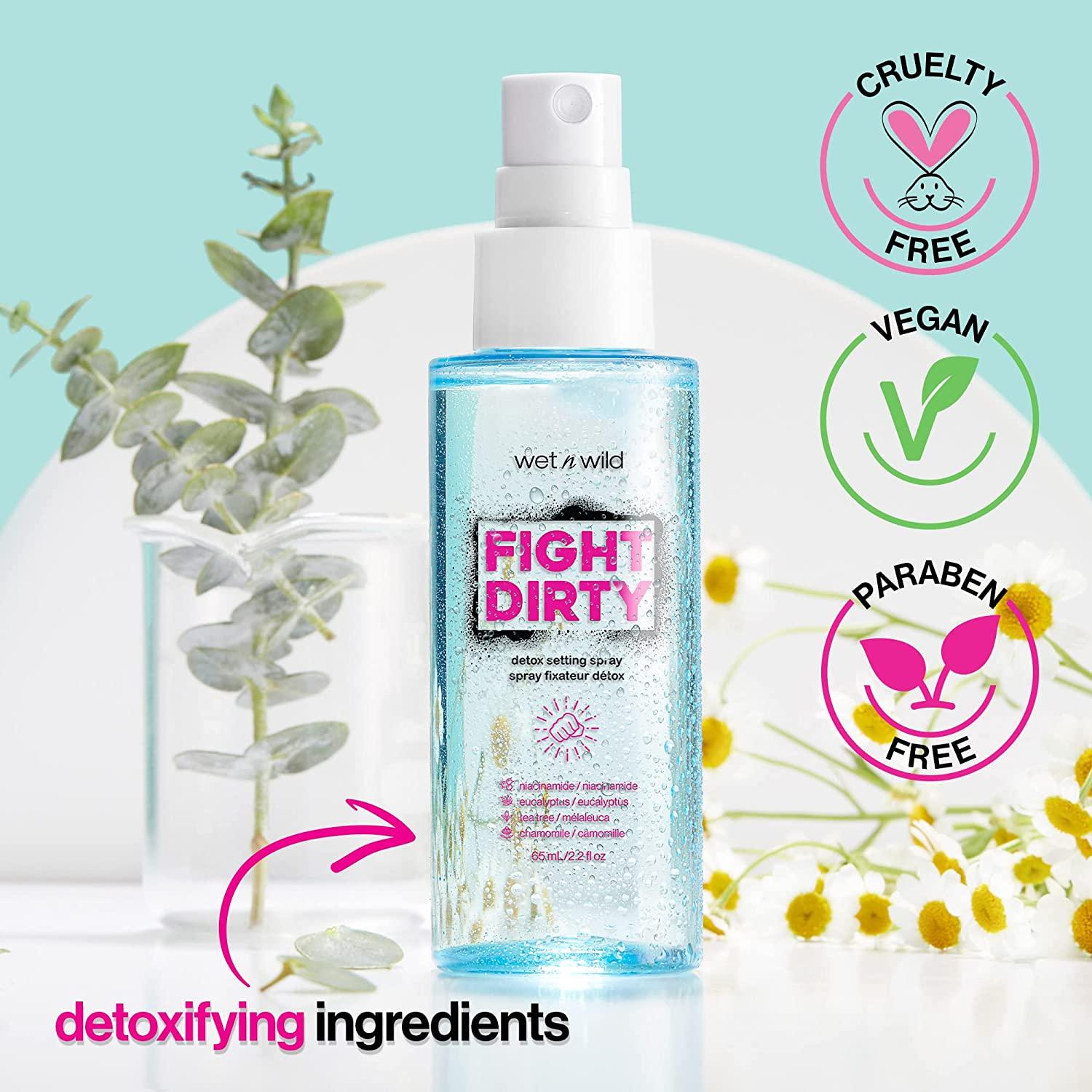 Wet n Wild Fight Dirty Detox Setting Spray for Oily Acne Prone Skin Tea Tree Extract, Chamomile ...