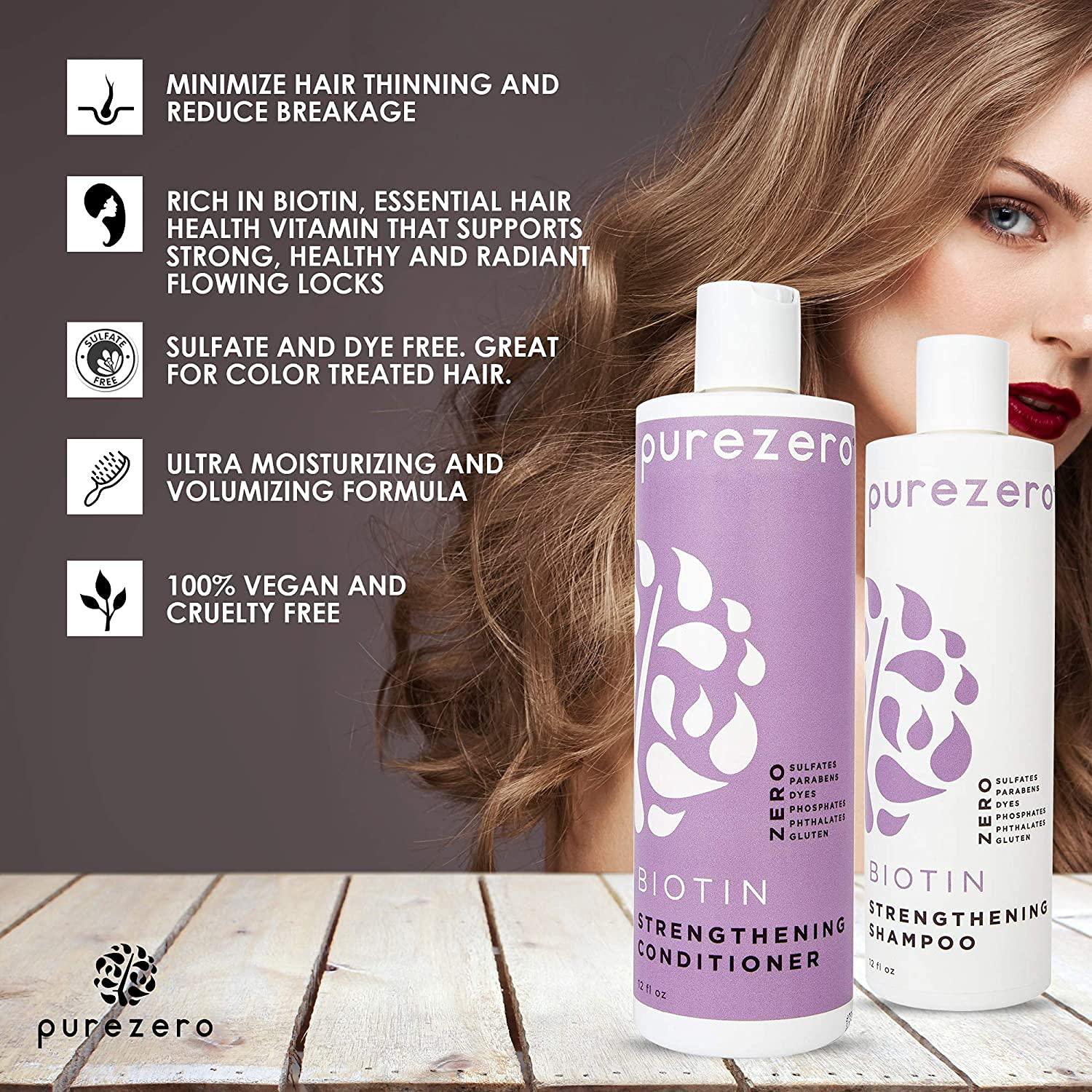 Purezero Biotin Shampoo And Conditioner Set Volumizing Anti Thinning