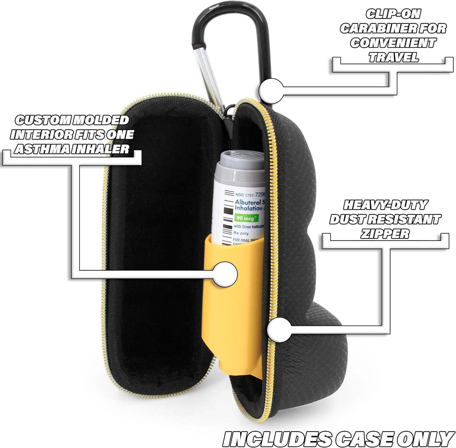 Asthma Inhaler Case with Lanyard and Keychain Clip | Fits Standard ...