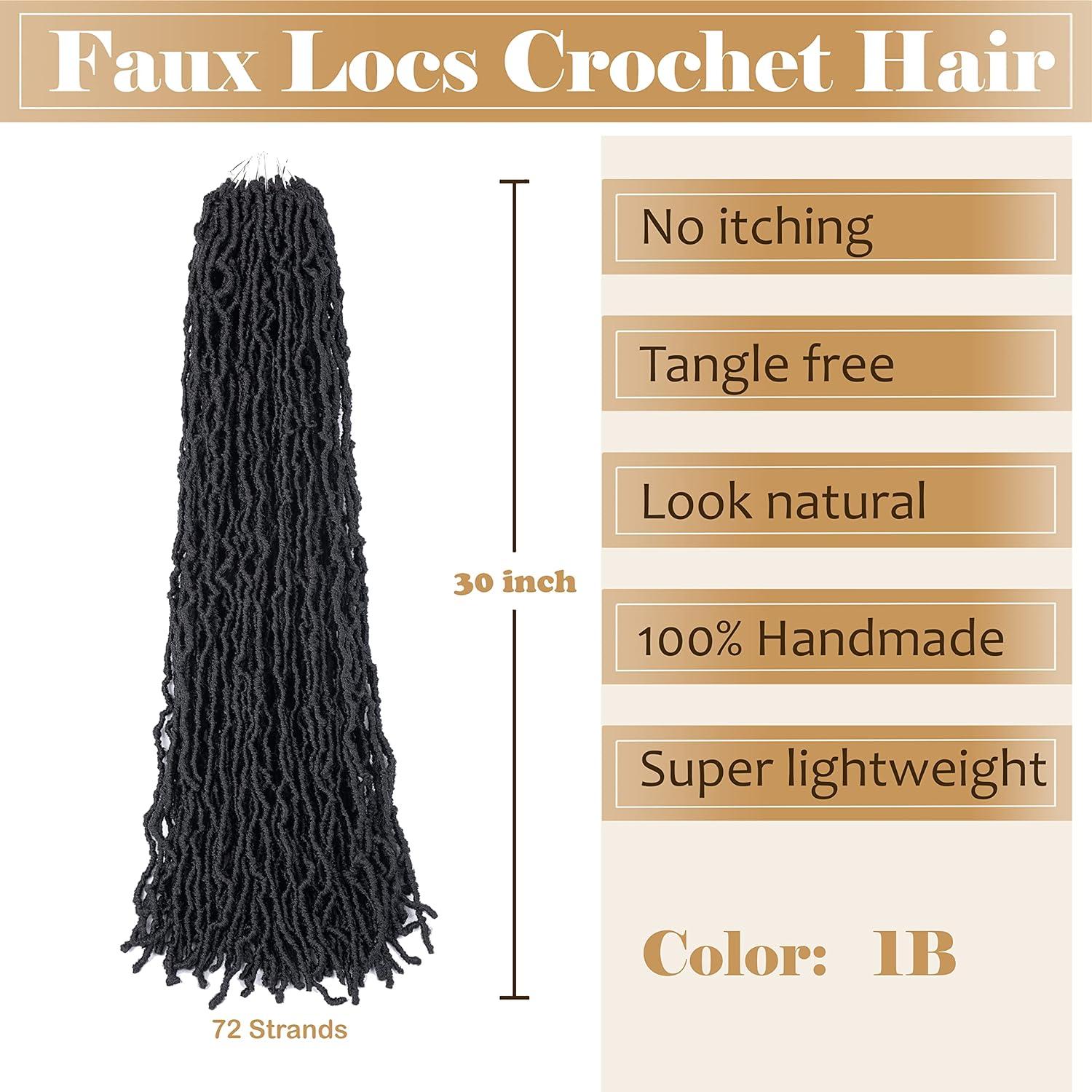 30 Inch Soft Faux Locs Crochet Hair 6 Packs | Pre Looped Goddess Locs ...