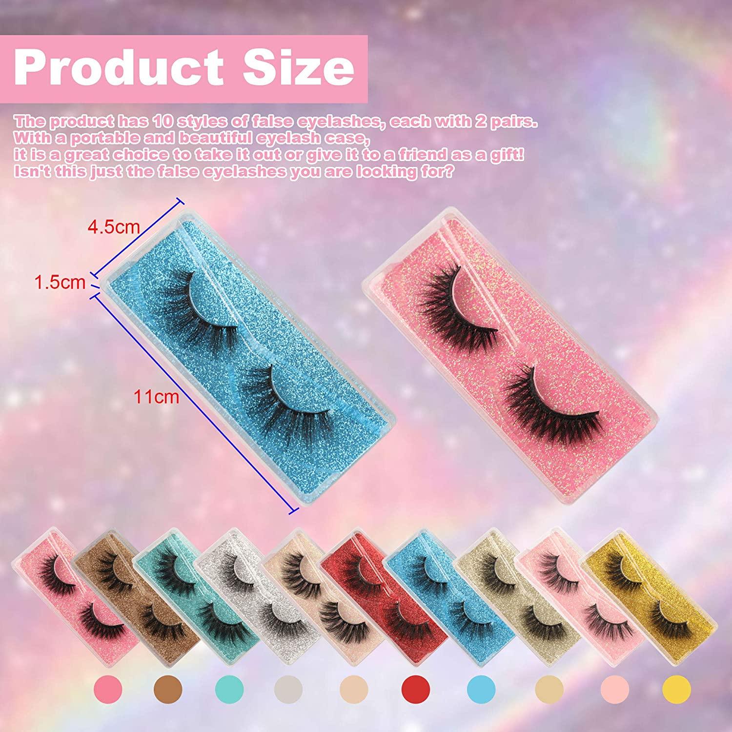Yawamica False Eyelashes 20 Pairs - Natural 3D Fluffy Lashes Pack ...