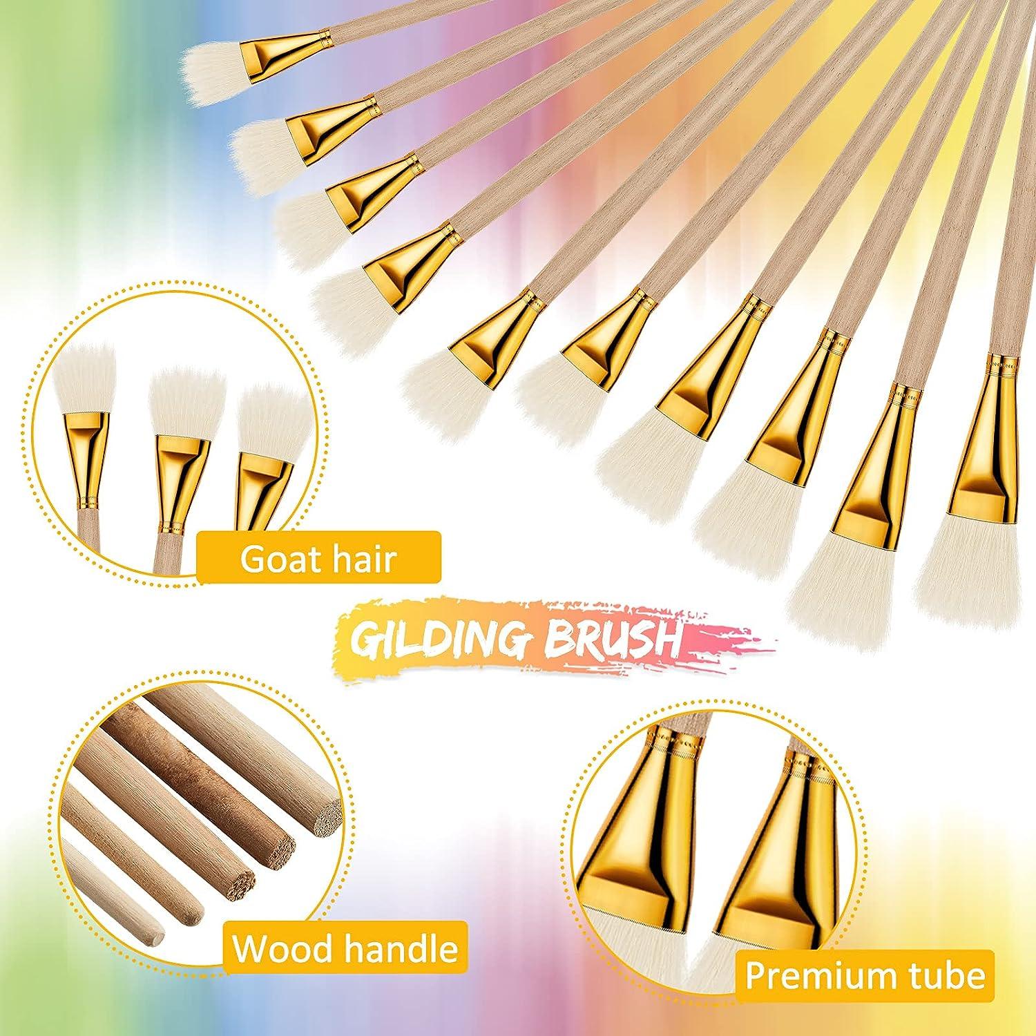 10 Pieces Gilding Brush Set for Gold Leaf Painting - Goat Hair Duster ...