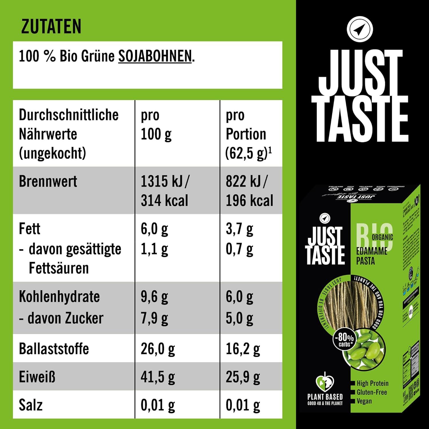 Buy JUST TASTE Organic Edamame Spaghetti - High Protein Low Carb ...
