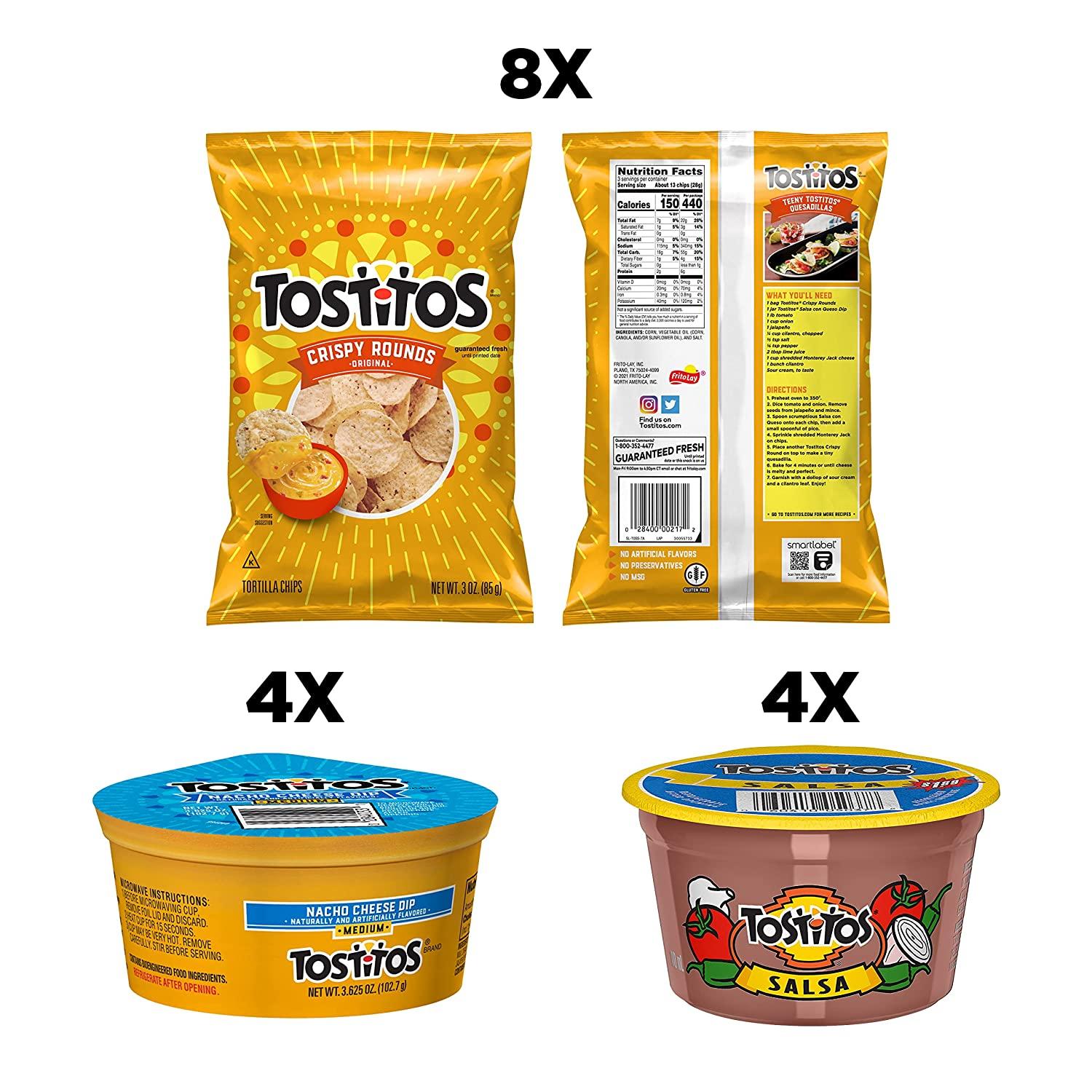 Tostitos Variety Bite Sized Rounds Salsa Cups Nacho Cheese Cups Chip ...