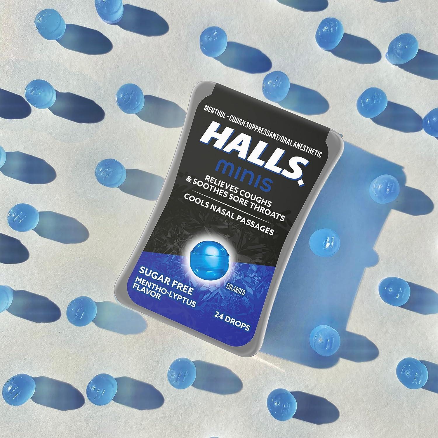 HALLS Minis Mentho-Lyptus Flavor Sugar Free Cough Drops 24 Drops