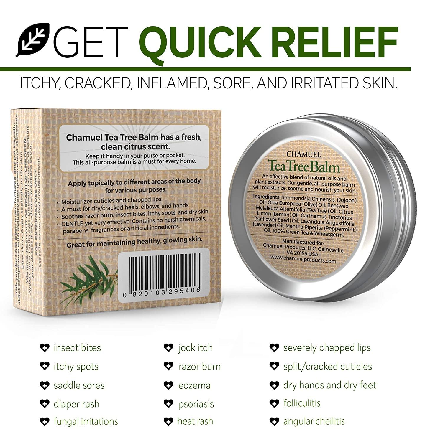 Tea Tree Oil Balm - 100% Natural Cream for Eczema, Psoriasis, Acne ...