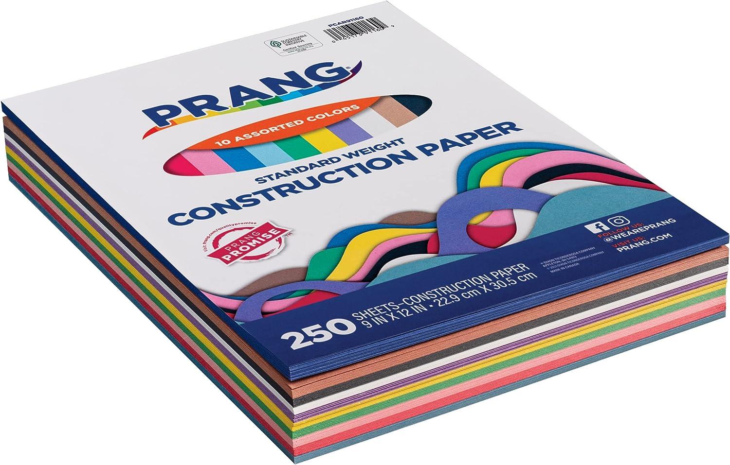 Prang Construction Paper - 10 Assorted Colors - 9 x 12 - 250 Sheets ...