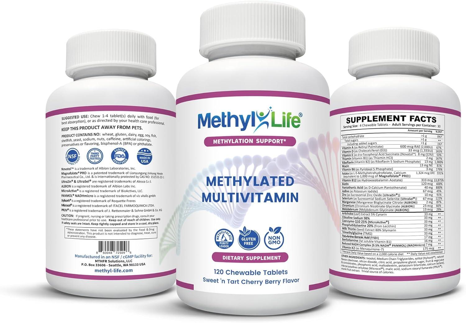 Methyl-Life Chewable Multivitamin for Kids & Adults - L-Methylfolate ...