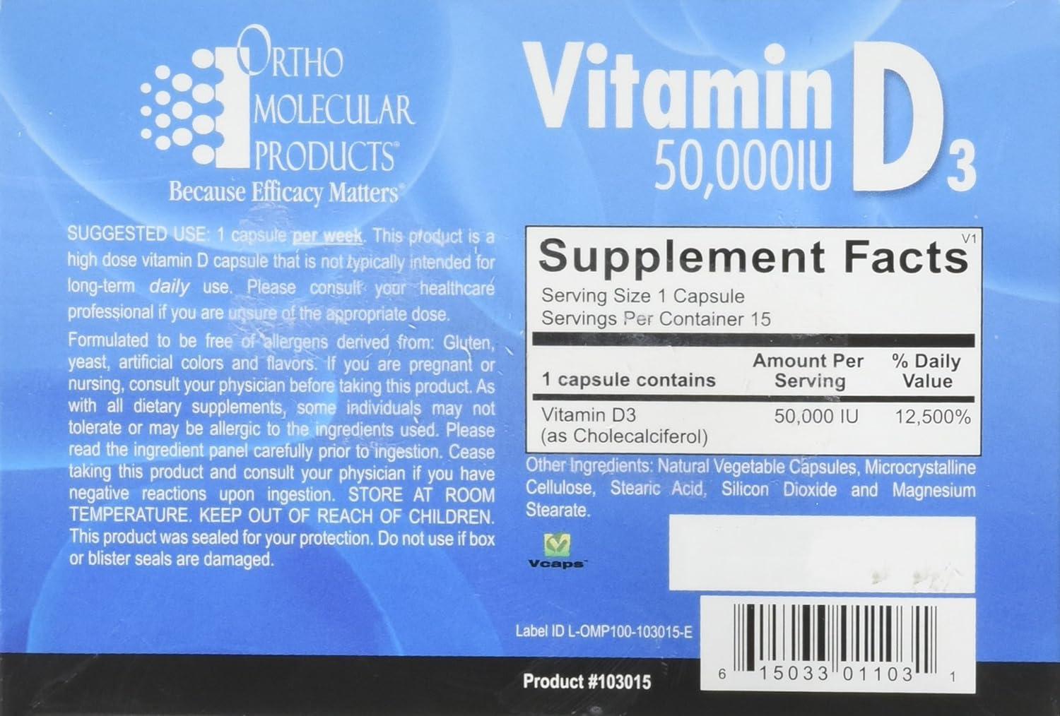 Ortho Molecular Vitamin D3 50,000 IU - 15 Capsule Blister Pack | Buy Now with Express ...