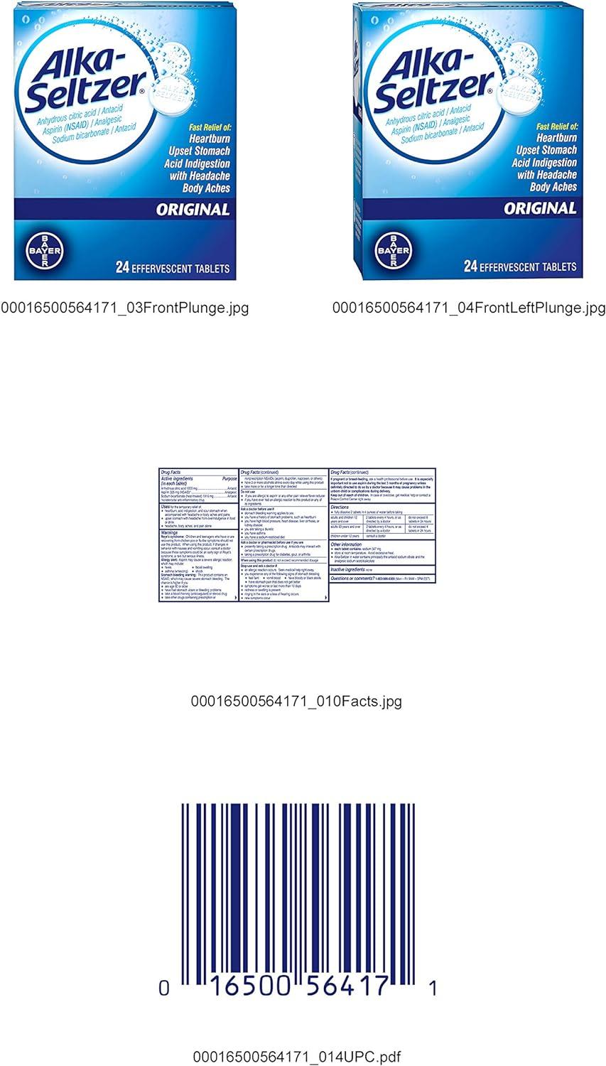 Alka-Seltzer Original with Aspirin 24 Count - Fast-Acting Relief for ...