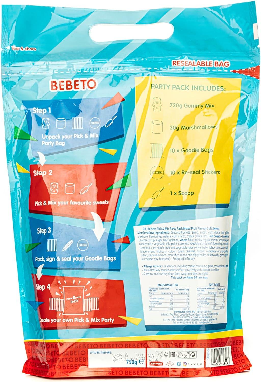 Bebeto Pick & Mix Party Pack - 750g Halal Certified Candy with Gummy ...
