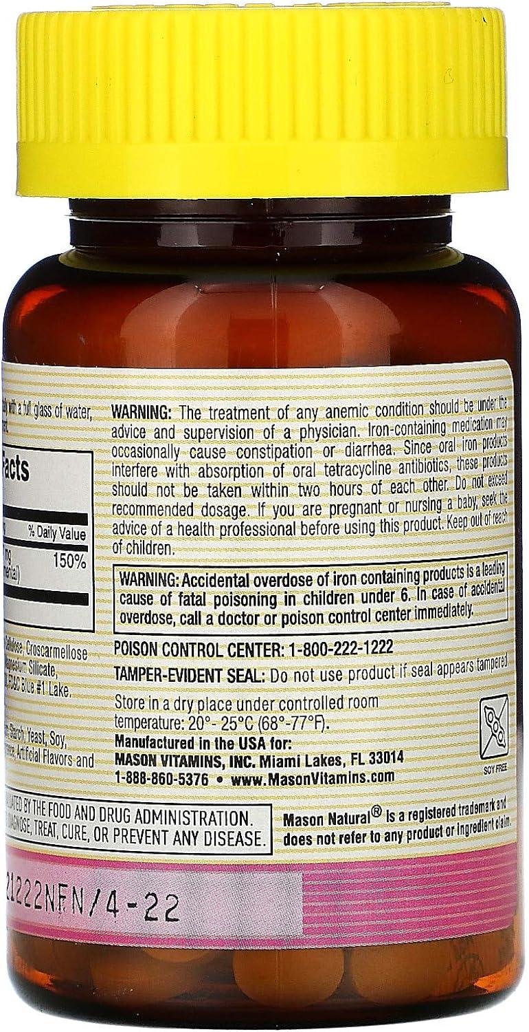 Mason Vitamins Iron Ferrous Gluconate 240mg Tablets - 100 Count Bottle ...