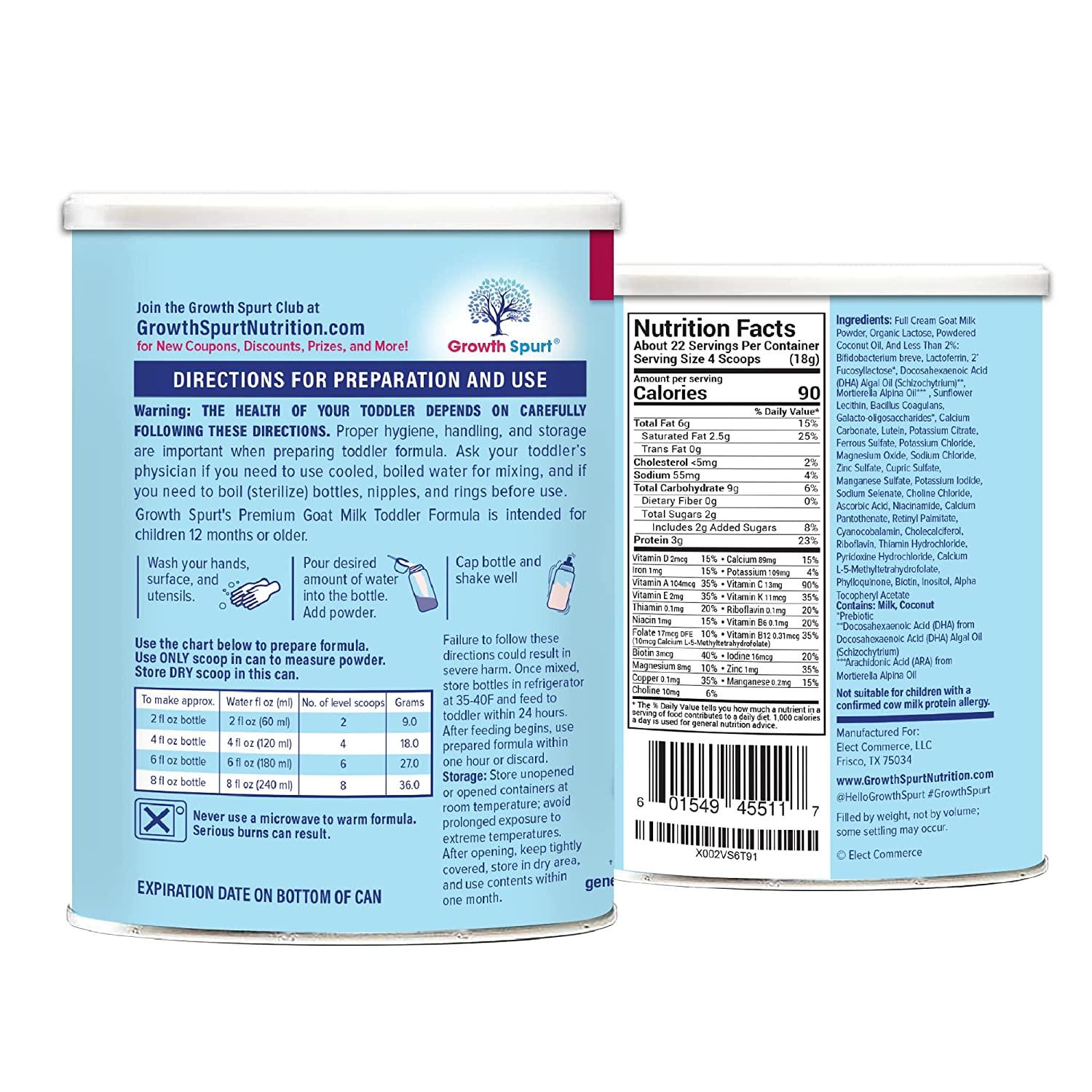 Goat Milk Toddler Formula with Lactoferrin, Prebiotics, Probiotics, DHA ...