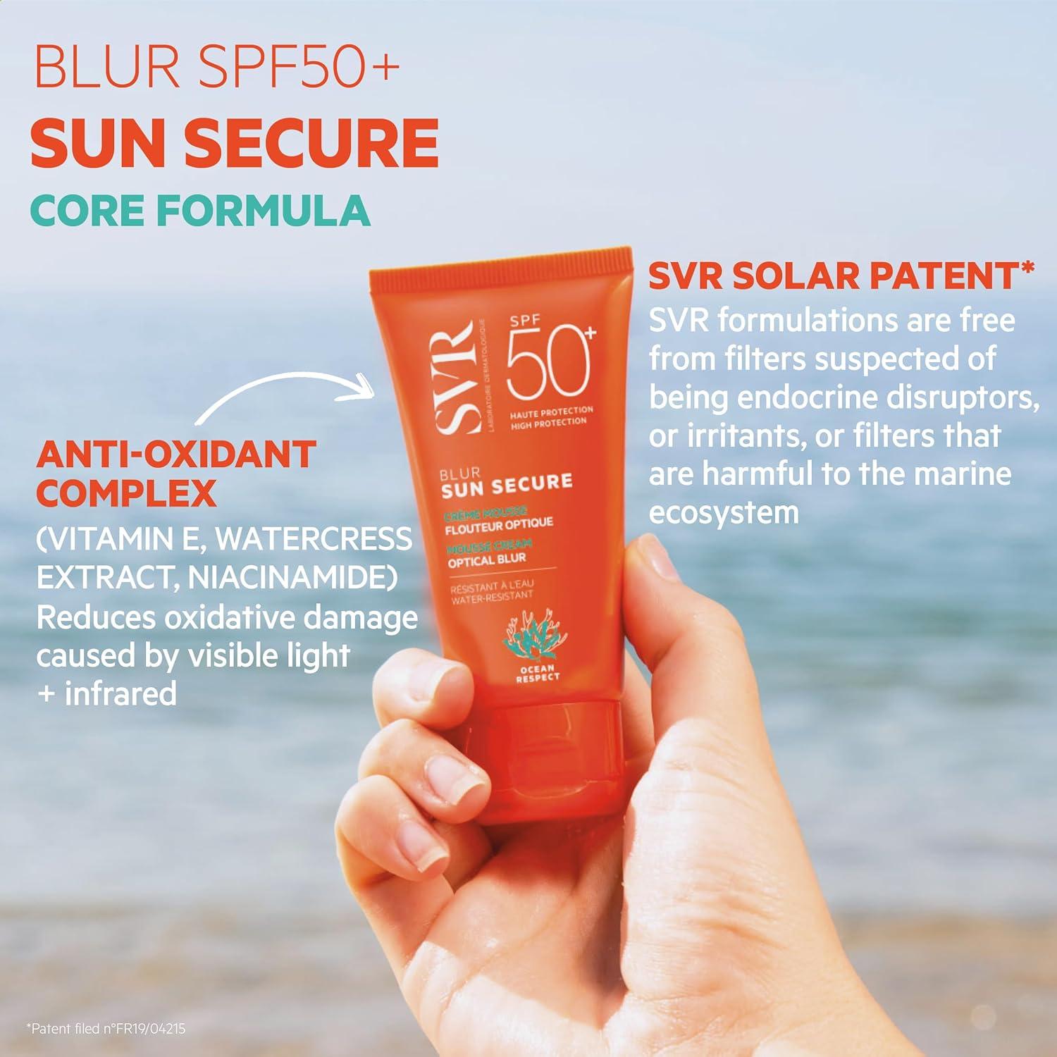 SVR SUN SECURE BLUR Sun Cream - Perfecting Soft-Focus Face Sunscreen ...