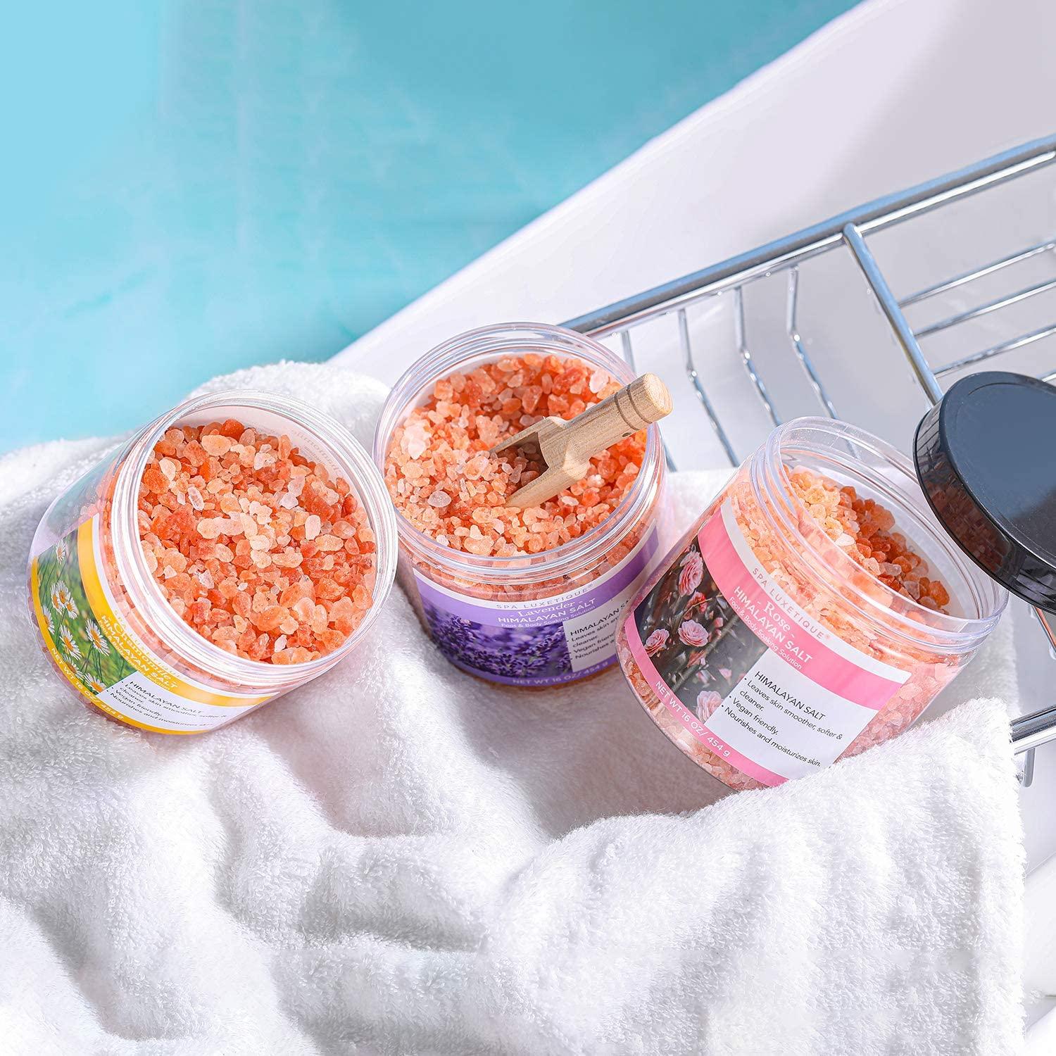 Spa Luxetique Pink Himalayan Bath Salts Set with Essential Oils and ...