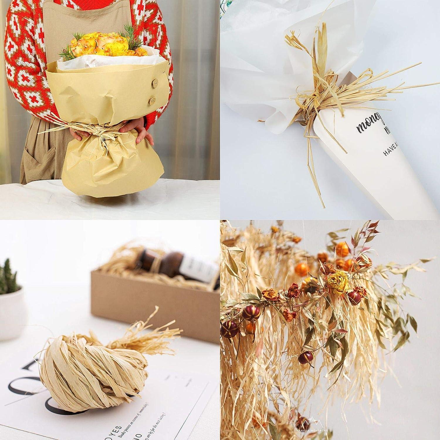 600g Natural Raffia Paper Ribbon for Florist Crafts & Christmas Gift ...
